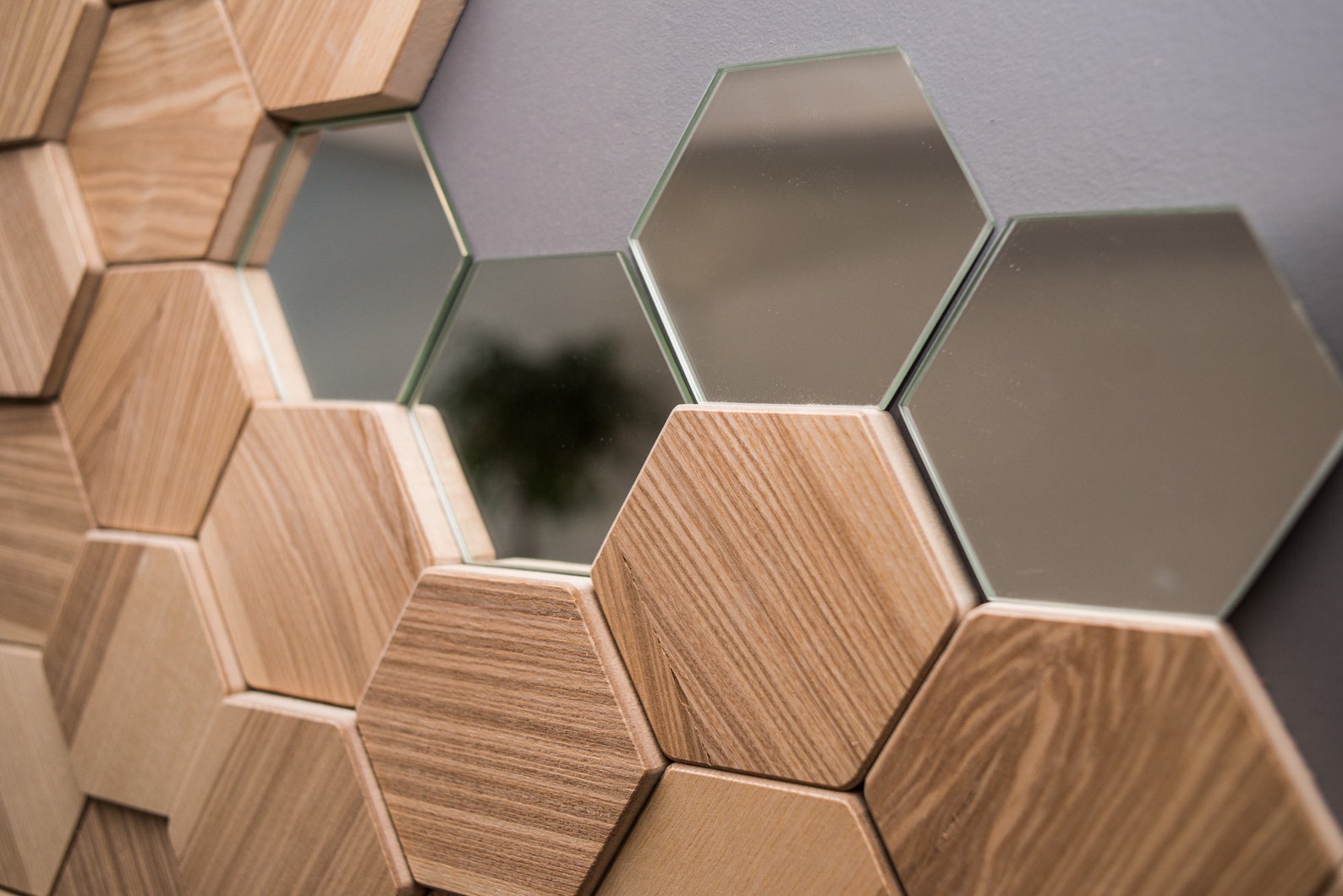 Hexagon Mirror Wall Panel Art Decor Unique Mosaic Modern | Etsy