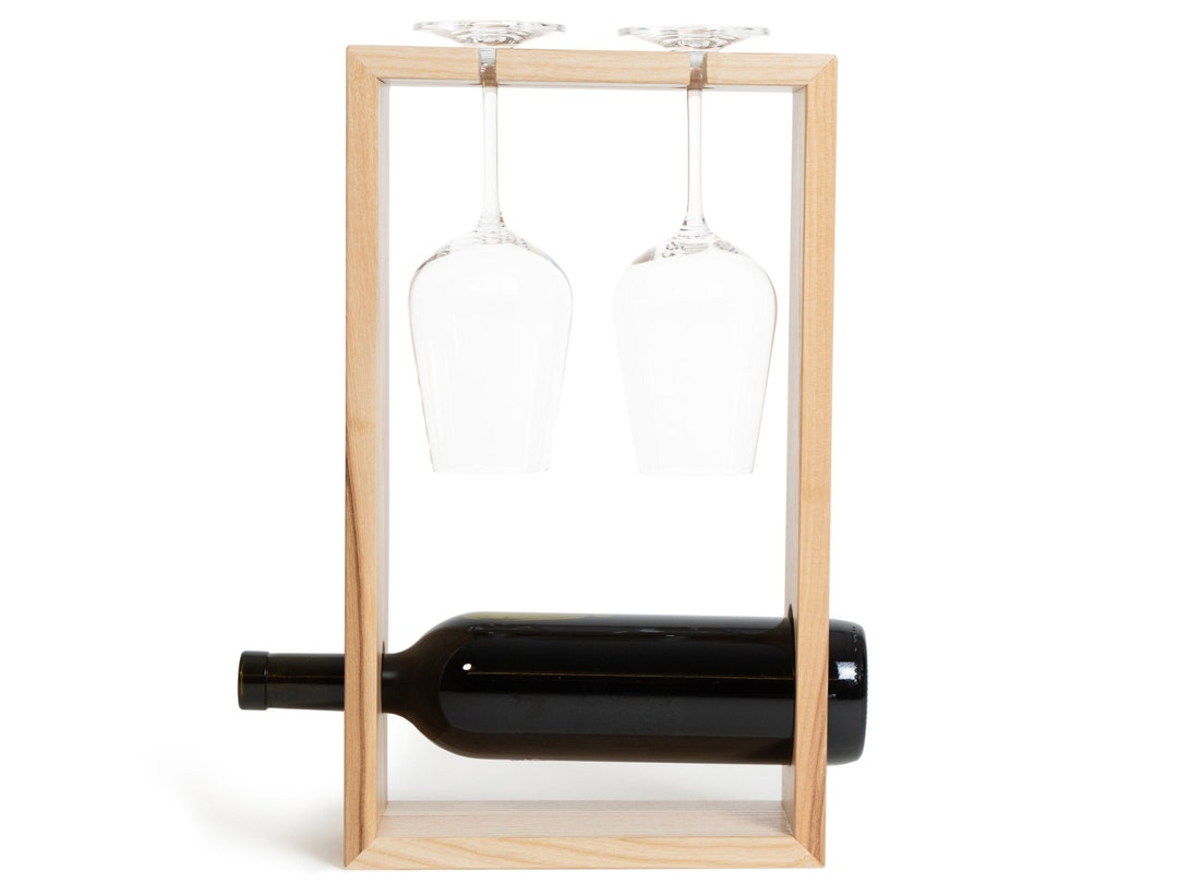 Wooden Wine and Glass Holder Box Vino Bottle Rack Wine - Etsy