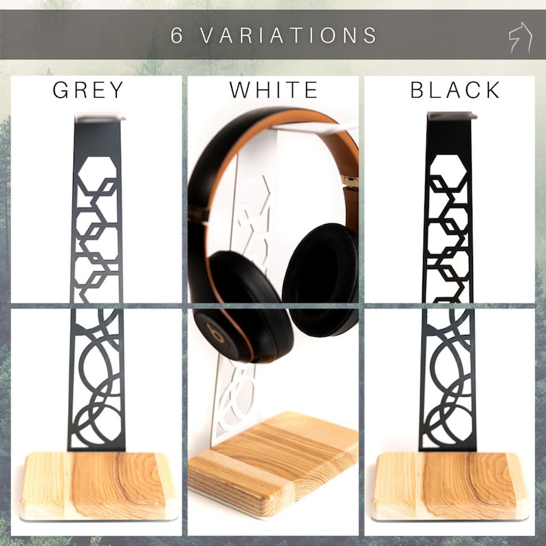 Wooden Headphone Stand Earphone Holder Unique Modern Metal | Etsy