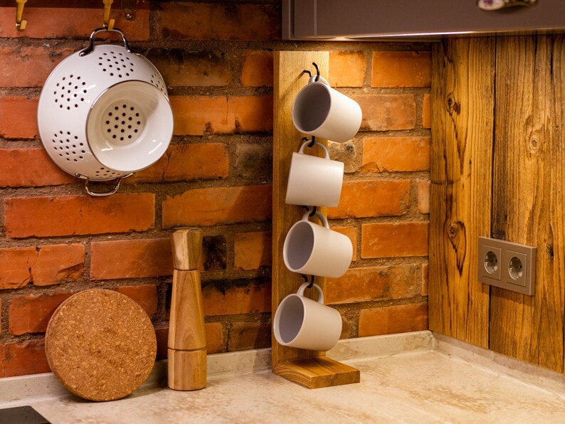 Coffee Mug Holder Stand Cup Storage Rack Wooden Kitchen - Etsy