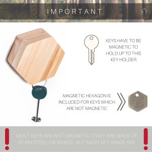 Magnetic Wooden Key Holder, Wall Mounted Hook for Scarves and Hats ...