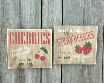 Cherries sign | Etsy