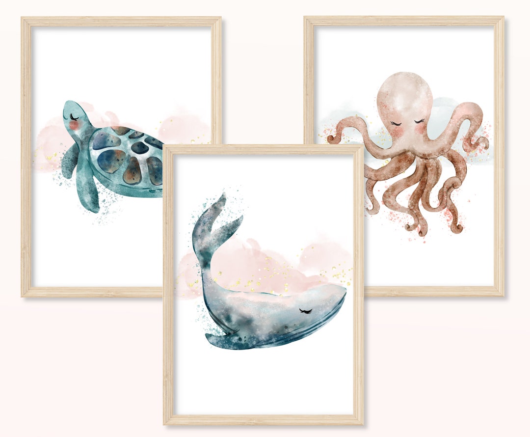 Sea Creatures POSTER DIN A5, A4 Art Print, Print, Mural, Children's ...
