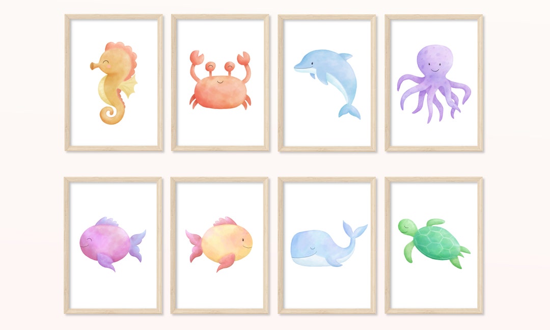 Sea Creatures POSTER - DIN A5, A4 - Art Print, Print, Wall Picture ...