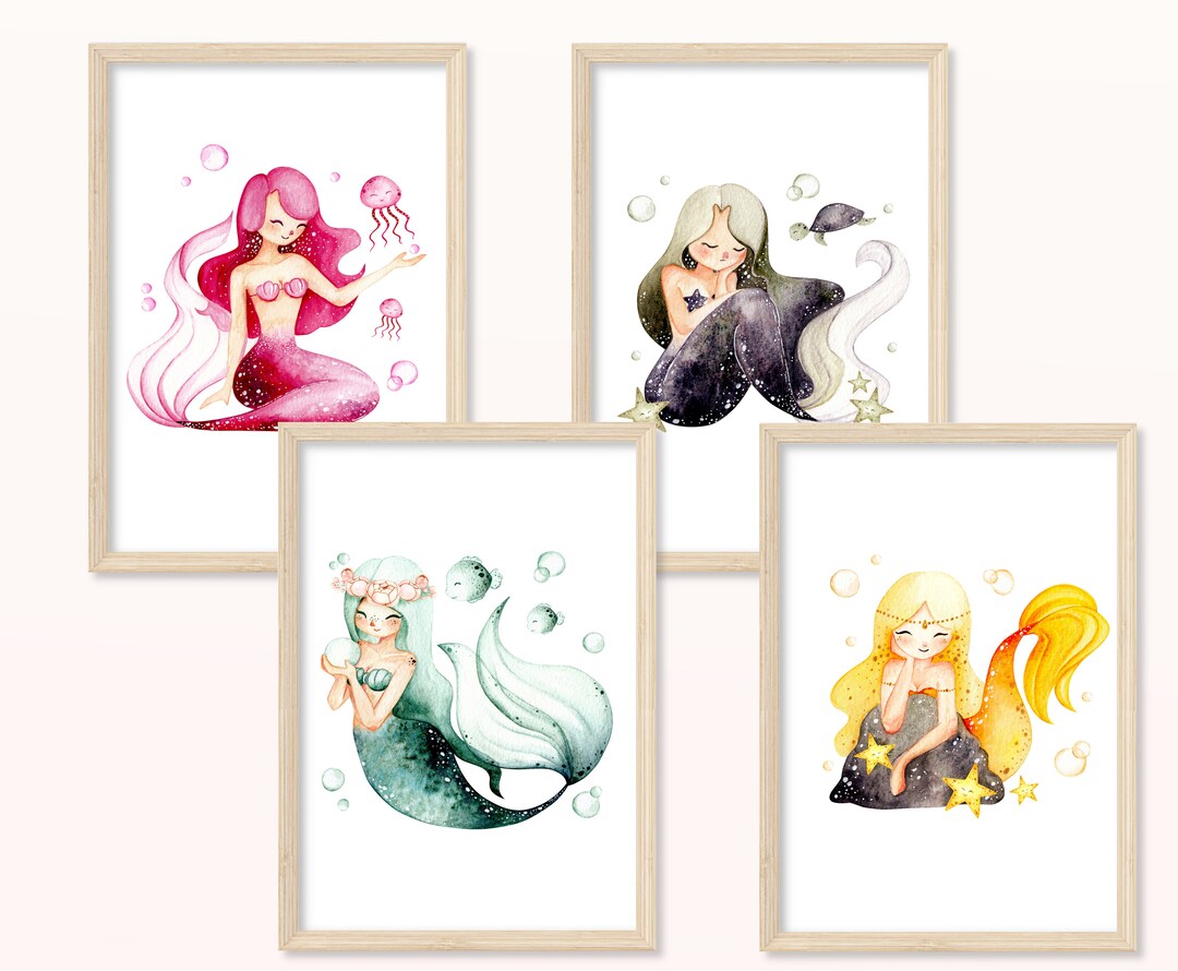 Mermaids POSTER DIN A5, A4 Art Print, Print, Mural, Gift, Children's ...
