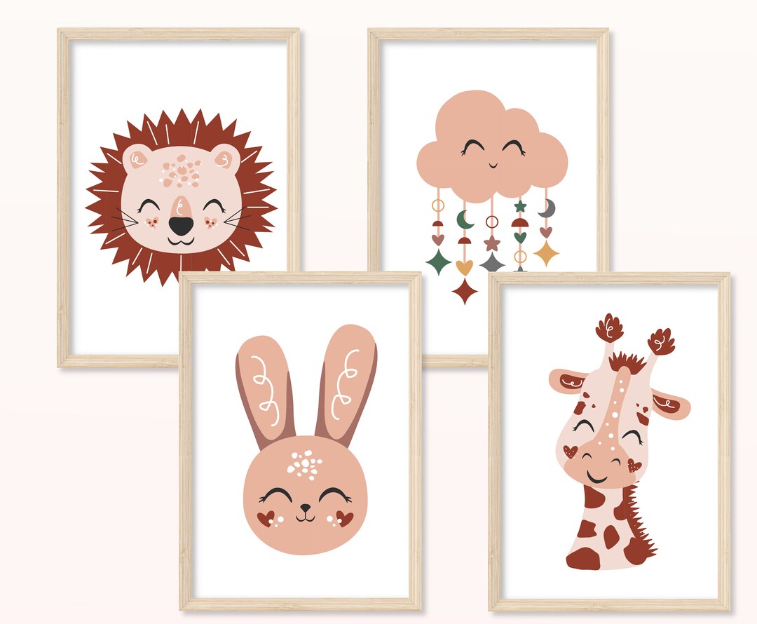 Pink Animals POSTER DIN A5 A4 Art Print Print Mural - Etsy