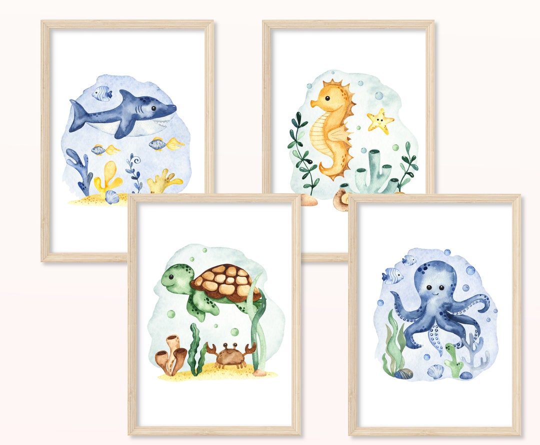 Marine Animals POSTER DIN A5, A4 Art Print, Print, Mural, Gift ...