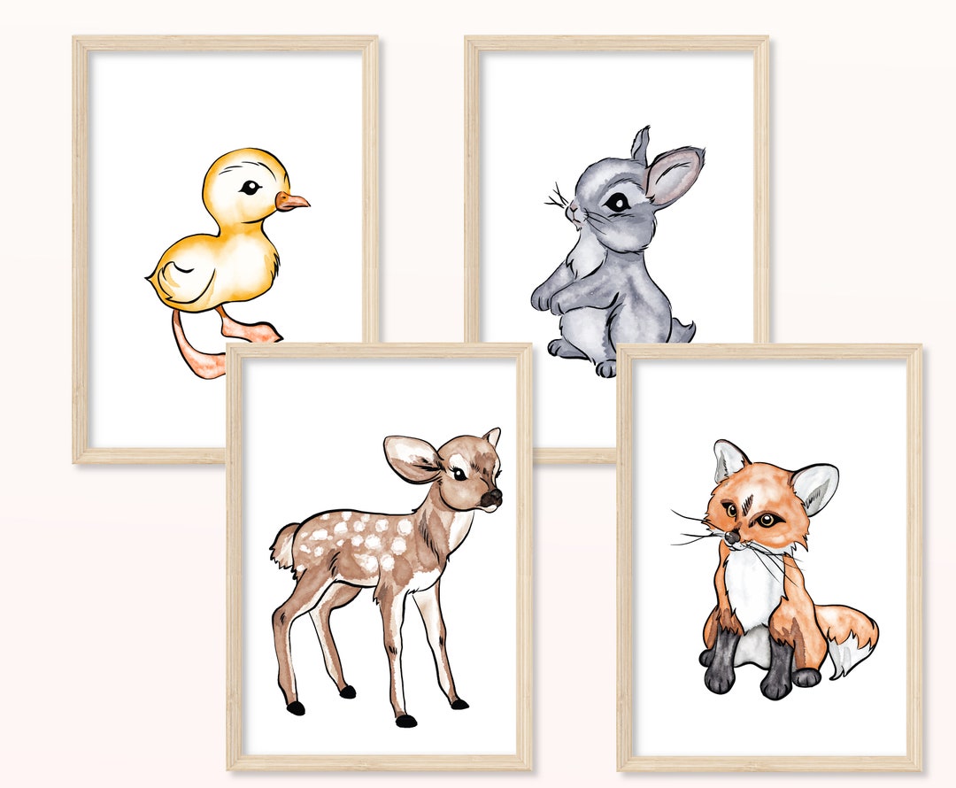 Baby Animals POSTER DIN A5, A4 Art Print, Print, Mural, Children's Room ...