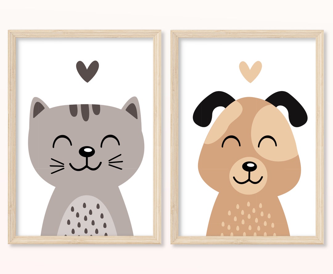 Dog and Cat POSTER DIN A5, A4 Art Print, Print, Mural, Apartment, Pet ...