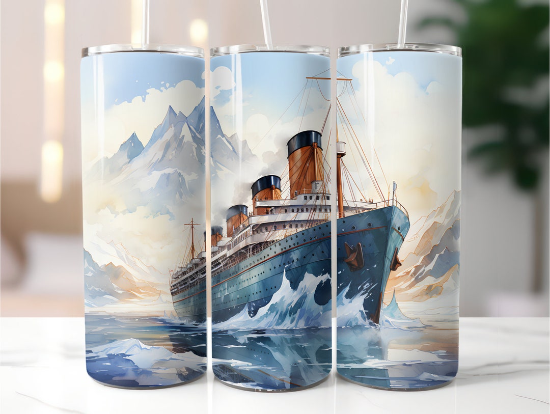Watercolor Titanic 20 Oz Skinny Tumbler Wrap, Sublimation Straight ...