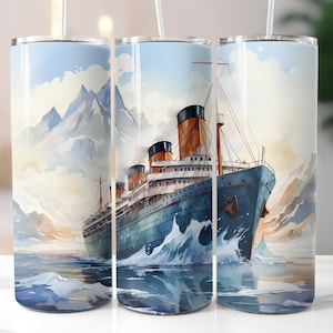 Watercolor Titanic 20 Oz Skinny Tumbler Wrap, Sublimation Straight ...
