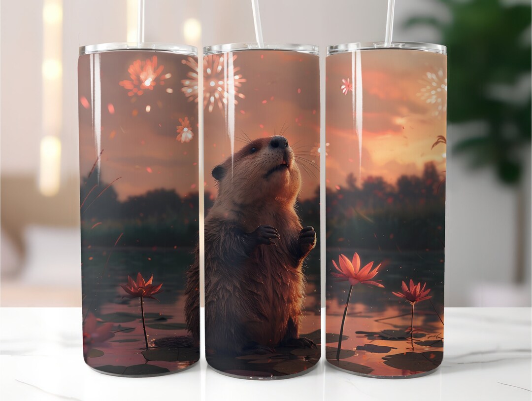 3D Beaver Tumbler, Cute 3D Beaver Tumbler Wrap, 20oz Skinny Tumbler ...