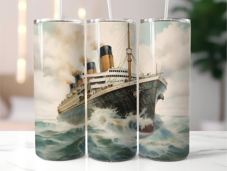 Watercolor Titanic 20 Oz Skinny Tumbler Wrap, Sublimation Straight ...