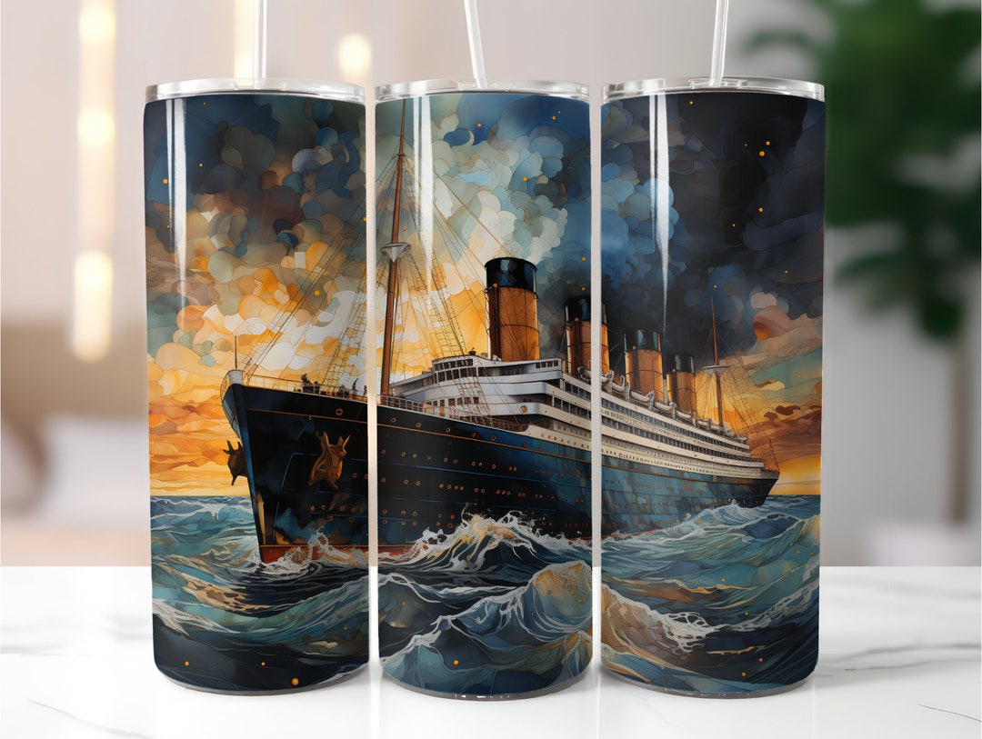 Stained Glass Titanic 20 Oz Skinny Tumbler Wrap, Sublimation Straight ...