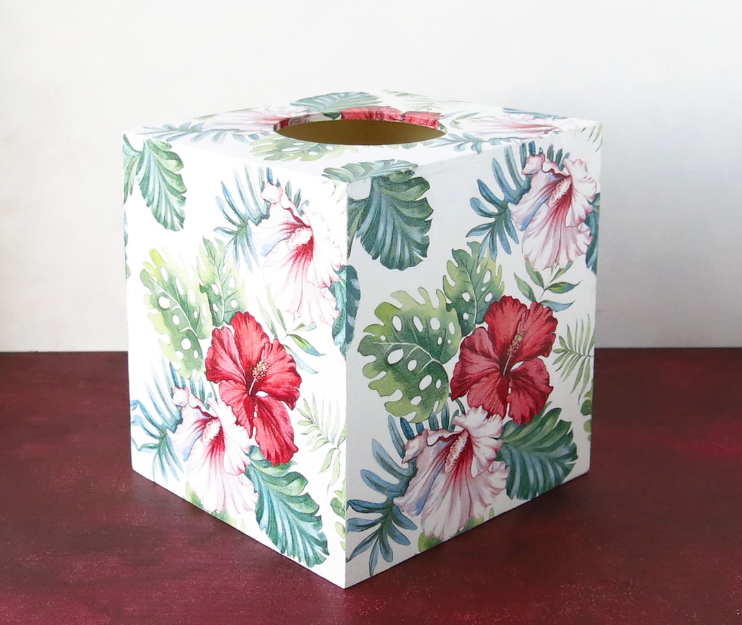 Tissue Box Cover With Hibiscus Flowers Tissue Box Holder - Etsy