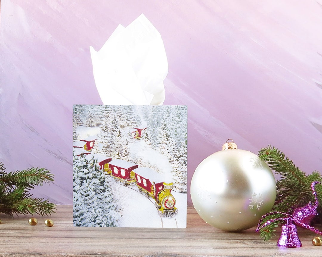 Christmas Train Wooden Tissue Box Cover, Winter Decor - Etsy