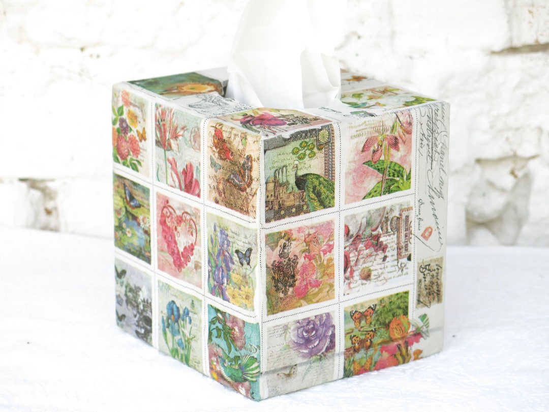 Tissue Box Cover Cube Tissue Box Tissue Holder Decoupage Tissue Box ...
