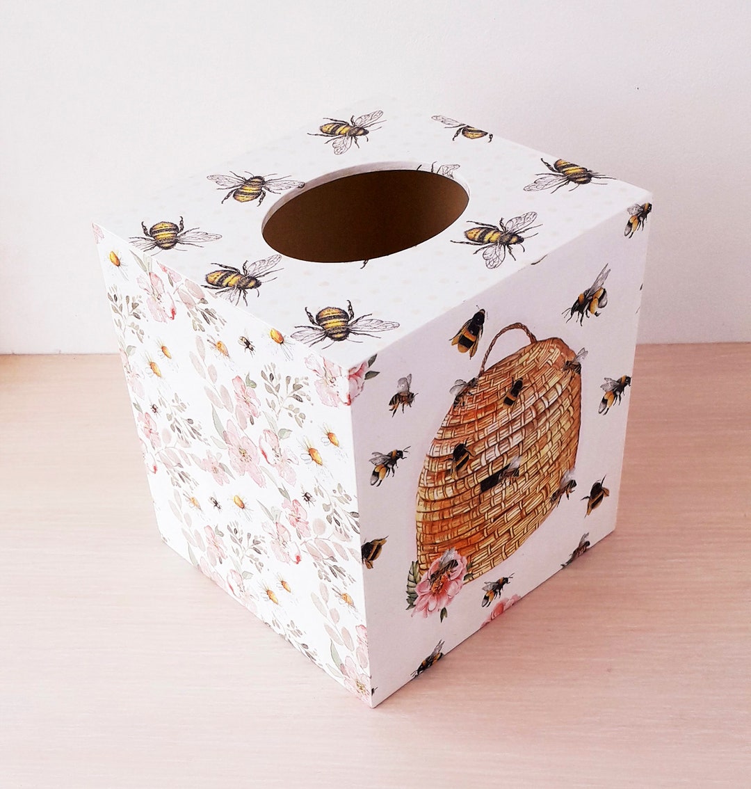 RESERVED Custom Made Square Tissue Box Tissue Box With Bees - Etsy
