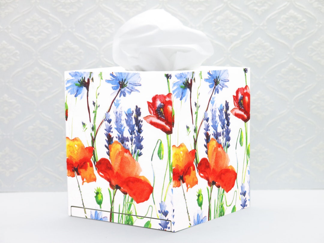 Tissue Box Holder, Wooden Tissue Box, Wildflowers Tissue Box, Decorated ...
