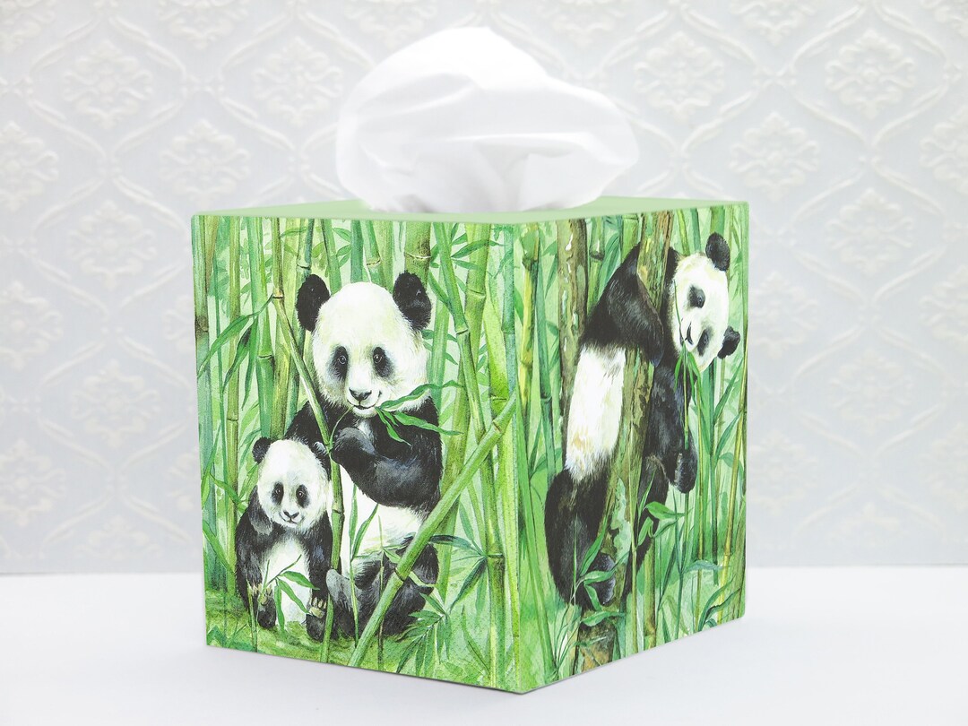 Tissue Box Cover Panda Gifts Wooden Tissue Holder Panda Bear Cute Panda ...