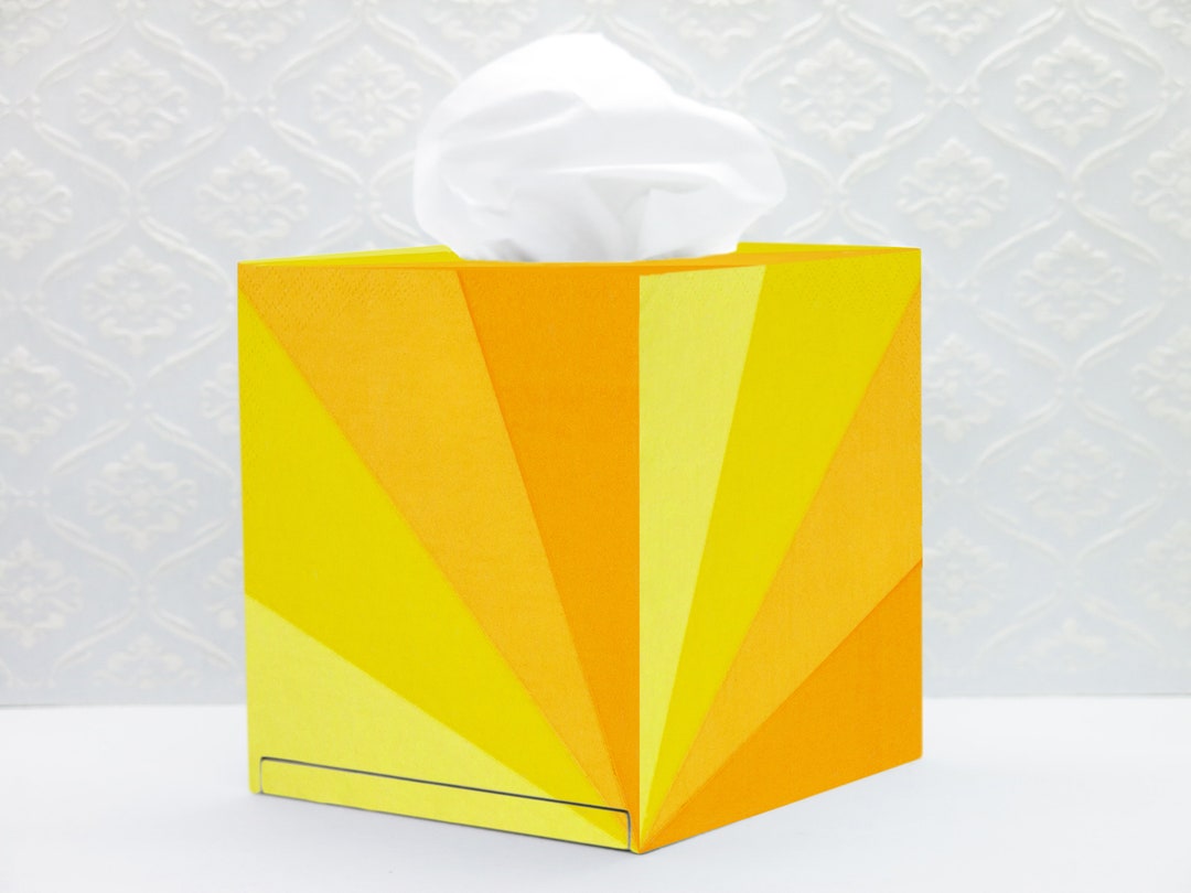 Tissue Box Cover, Tissue Holder, Yellow Tissue Box, Geometric Shape ...