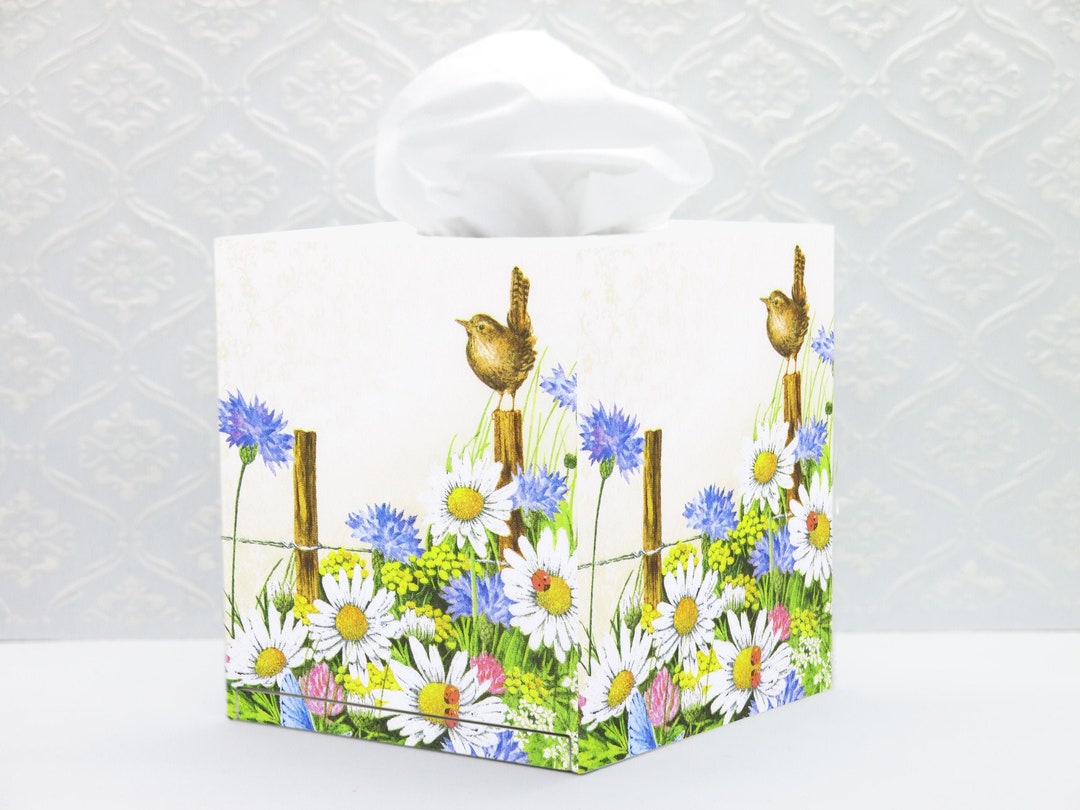 Tissue Box Cover, Birds Tissue Box, Wooden Tissue Holder, Square Tissue ...