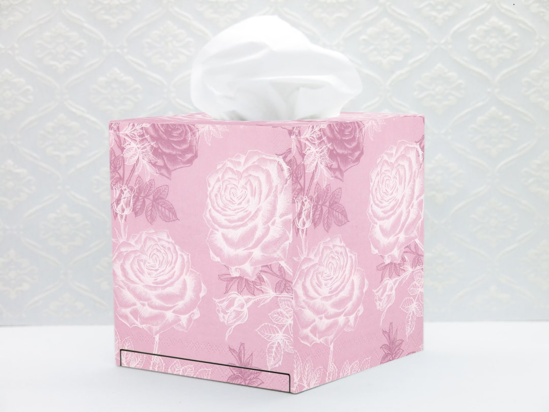 Tissue Box Cover Pink Tissue Box Tissue Holder Tissue Box With Roses ...