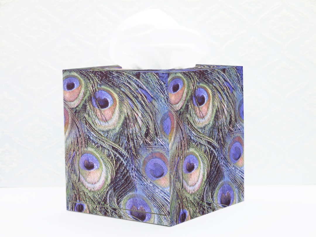 Tissue Box Cover Feathers Tissue Box Wooden Tissue Holder Square Tissue ...