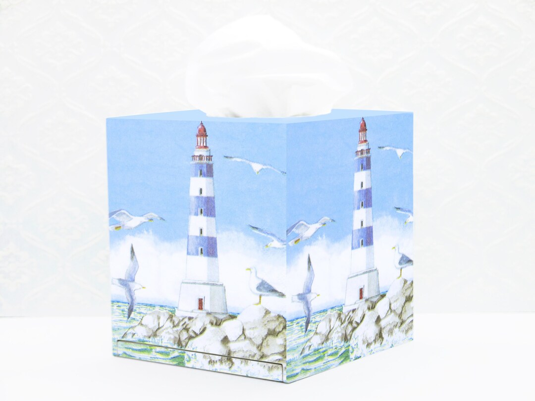 Tissue Box Cover, Coastal Tissue Box, Wooden Tissue Box, Sea Themed ...