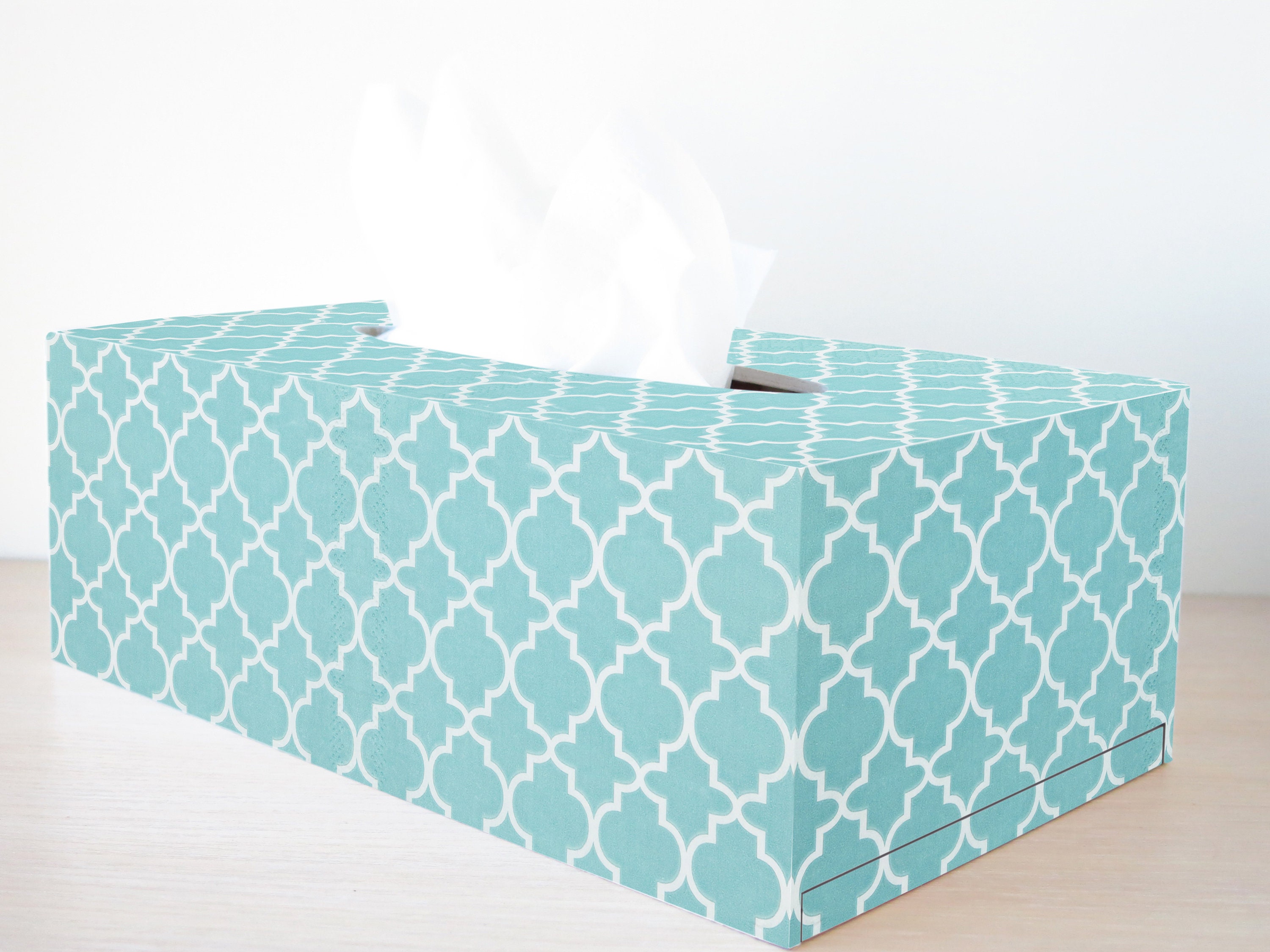 Rectangular Tissue Box Cover Turquoise Quatrefoil Tissue Box - Etsy