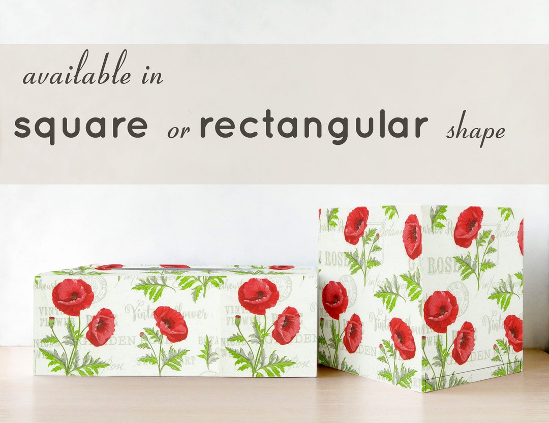 Tissue Box Cover Poppies Tissue Box Red Tissue Box Rectangular Tissue ...