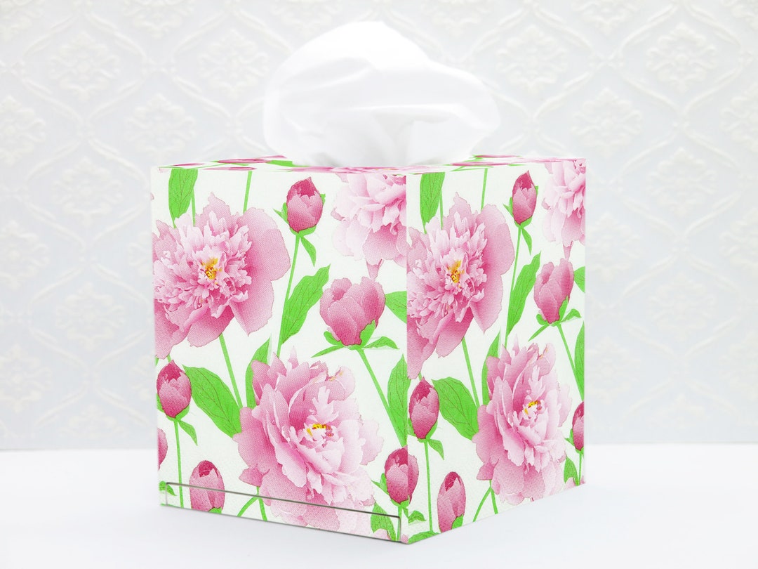 Tissue Box Cover Peony Tissue Box Floral Tissue Box Wooden Tissue Box ...