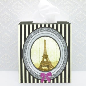 Tissue Box Cover Eiffel Tower Wooden Tissue Holder Decoupage Box Tissue ...