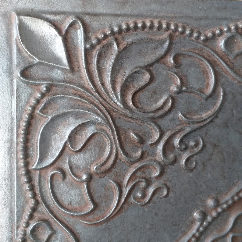 Embellished 2x2 Ceil Tile Faux Tin Weathered Iron Decor Art - Etsy