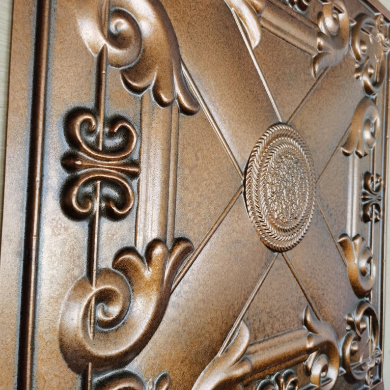 Faux Painted Ceiling Tiles Archaic Copper Colour Decor Art - Etsy
