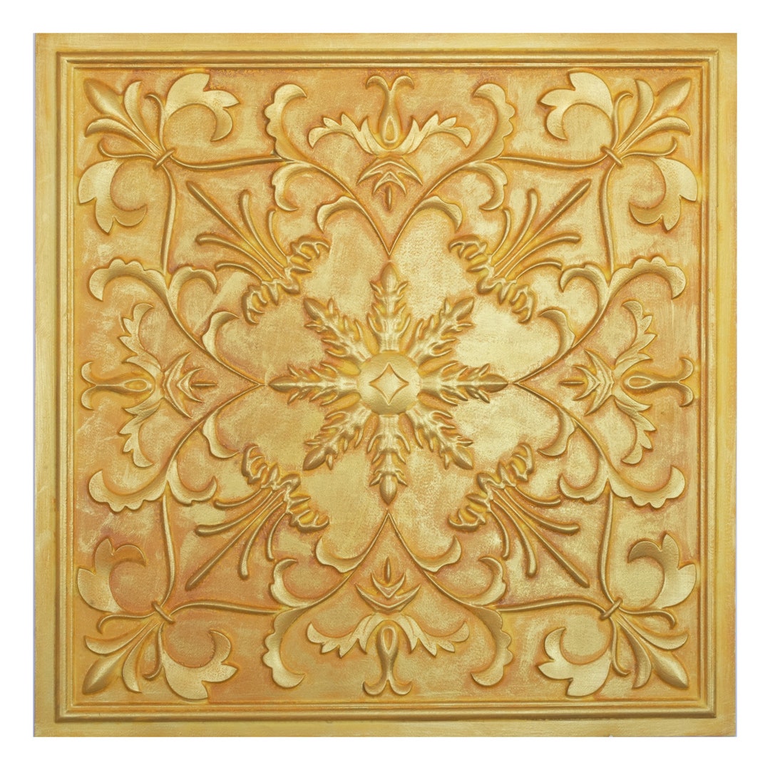 Faux Painting Ceiling Tiles Aged Artwork Panels 3D Wall Panels Decor ...