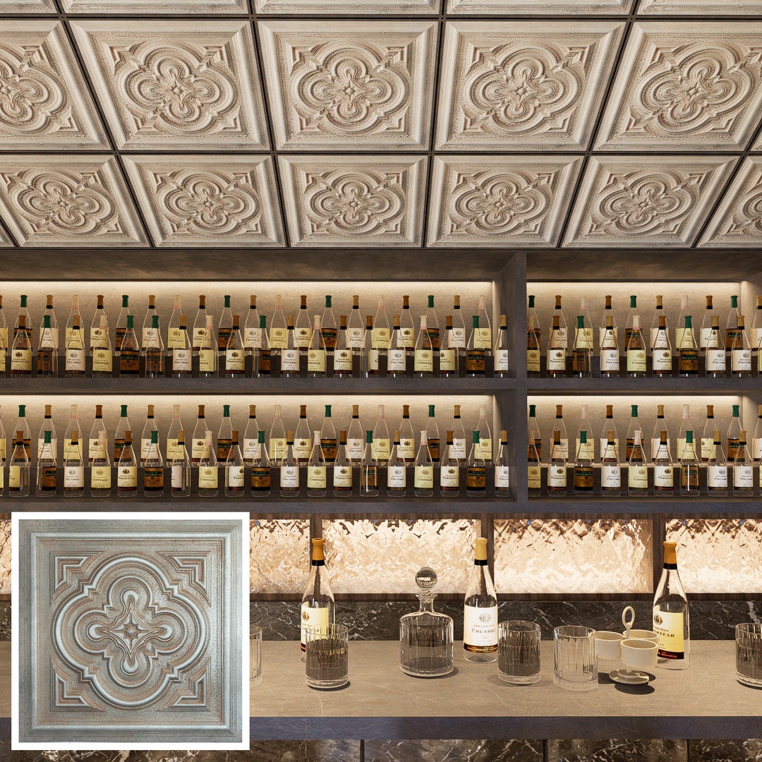 Glue up Faux Tin Plastic Ceiling Tiles Faux Tin Weathered Iron - Etsy