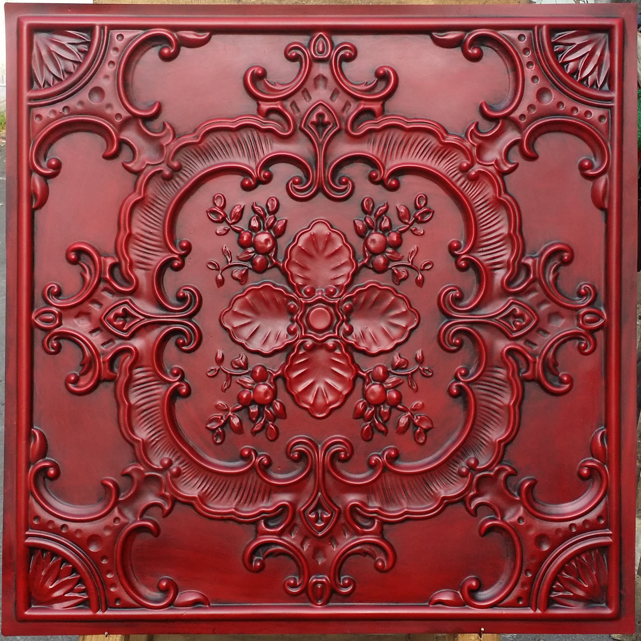 PL19 Faux Tin Antique Red Ceiling Tile 3D Embossed Photography | Etsy