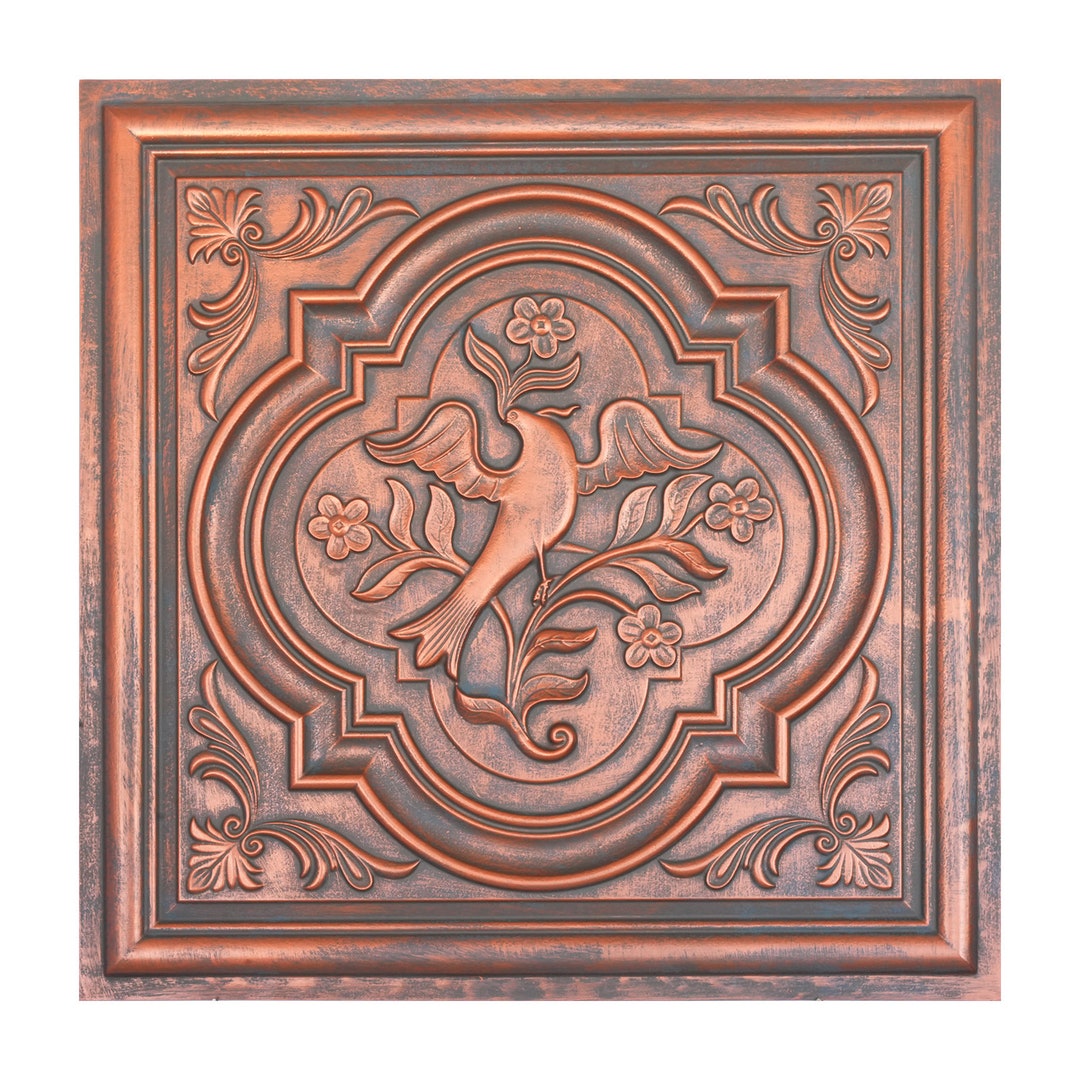 Ceiling Tile Faux Tin Art Bar Wall Panel PL39 Rustic Copper 10tiles/lot ...