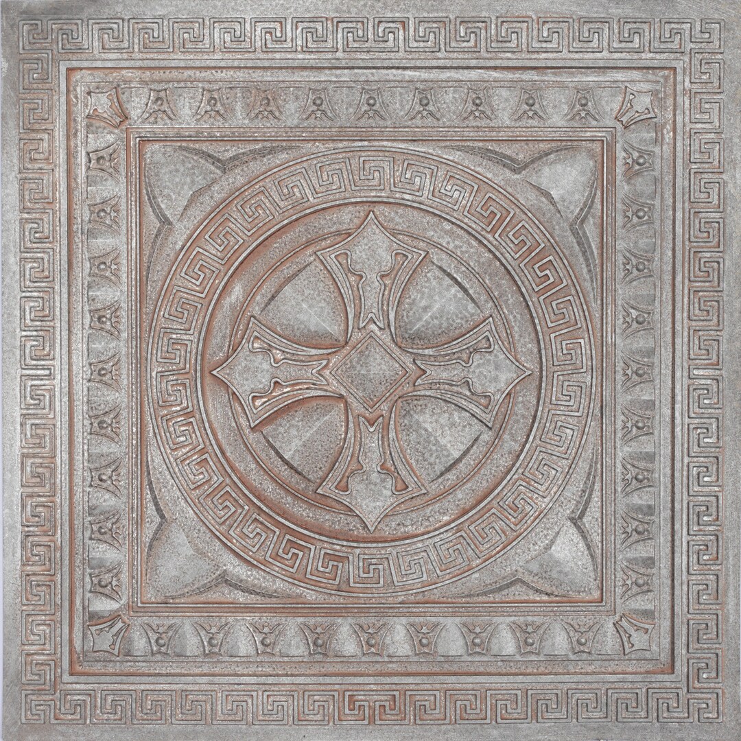 2x2 Aged 3D Emboss Faux Tin Ceiling Tile Faux Tin Weathered Iron Decor ...