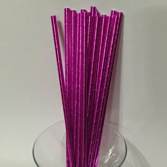 24 Pink Metallic Foil Paper Party Straws. Cake Pop Straws. | Etsy