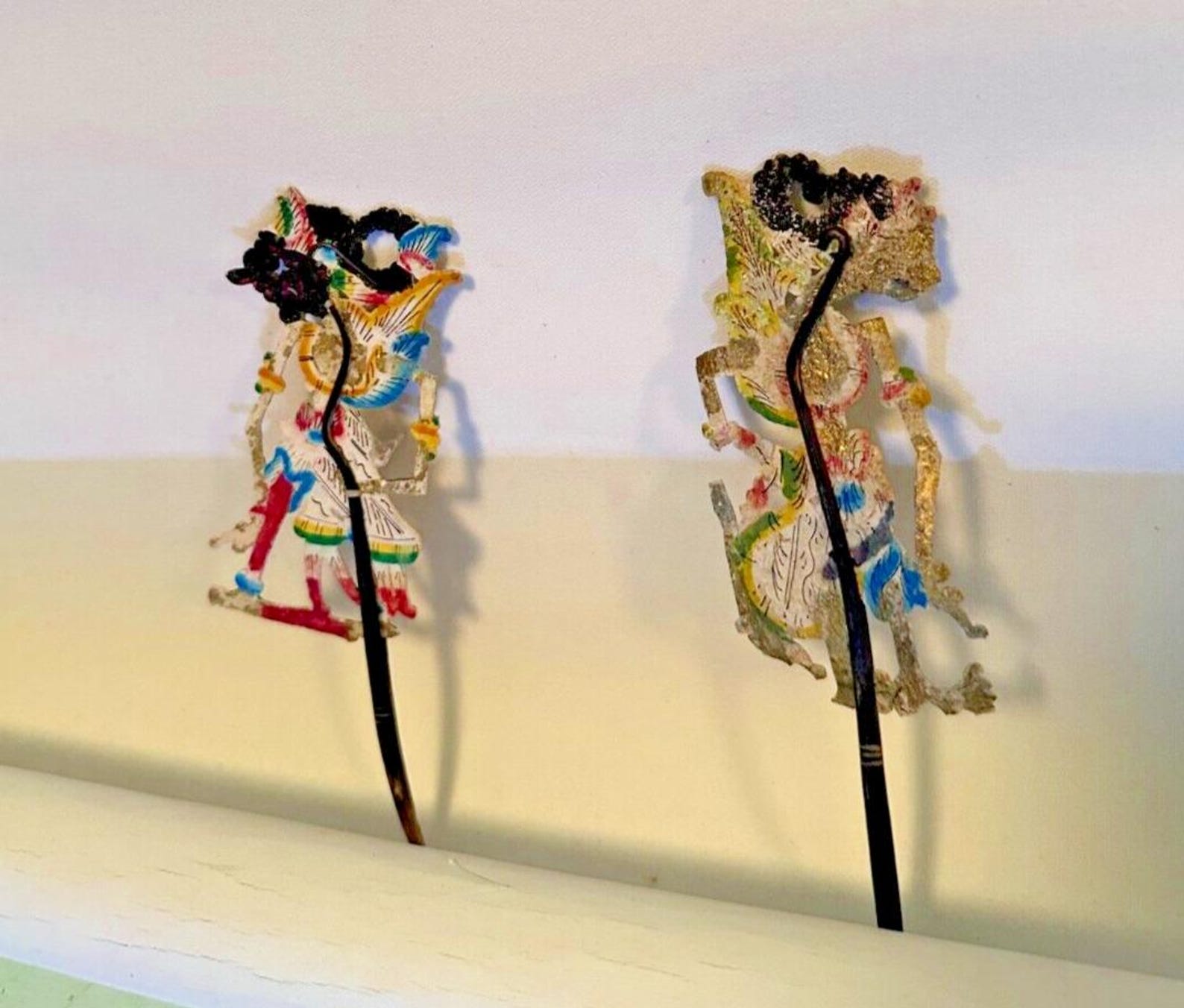 Wayang Miniature Antique Indonesian Shadow Puppets Set of 2, 6 ...