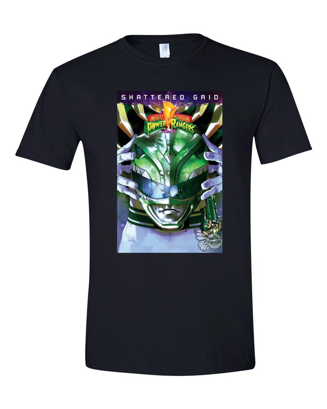 Power Ranger Shattered Grid Green Male Unisex Gildan® Softstyle T-shirt ...