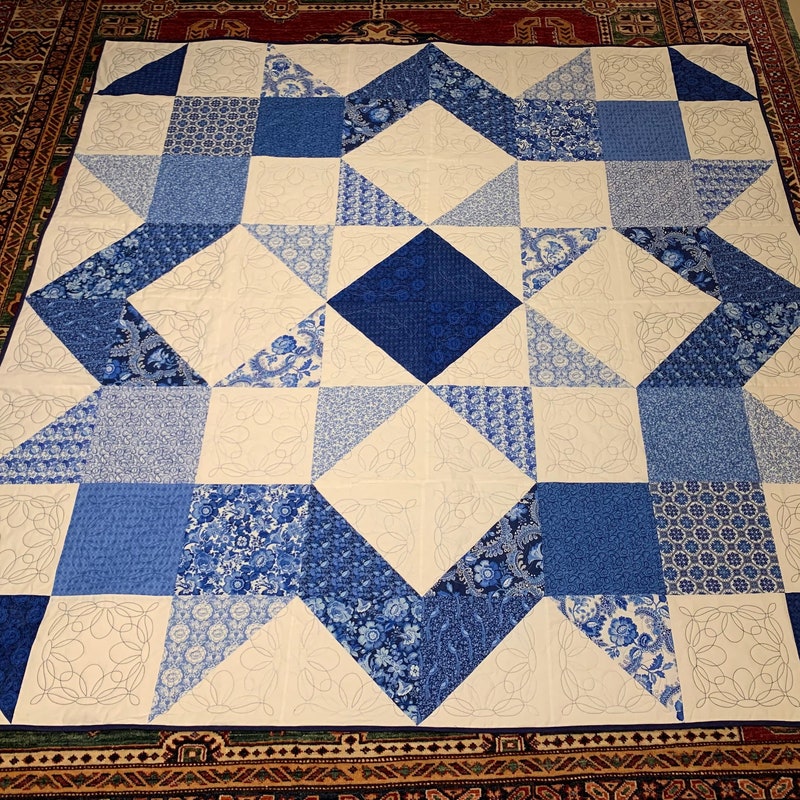 Blue and White Quilt - Etsy