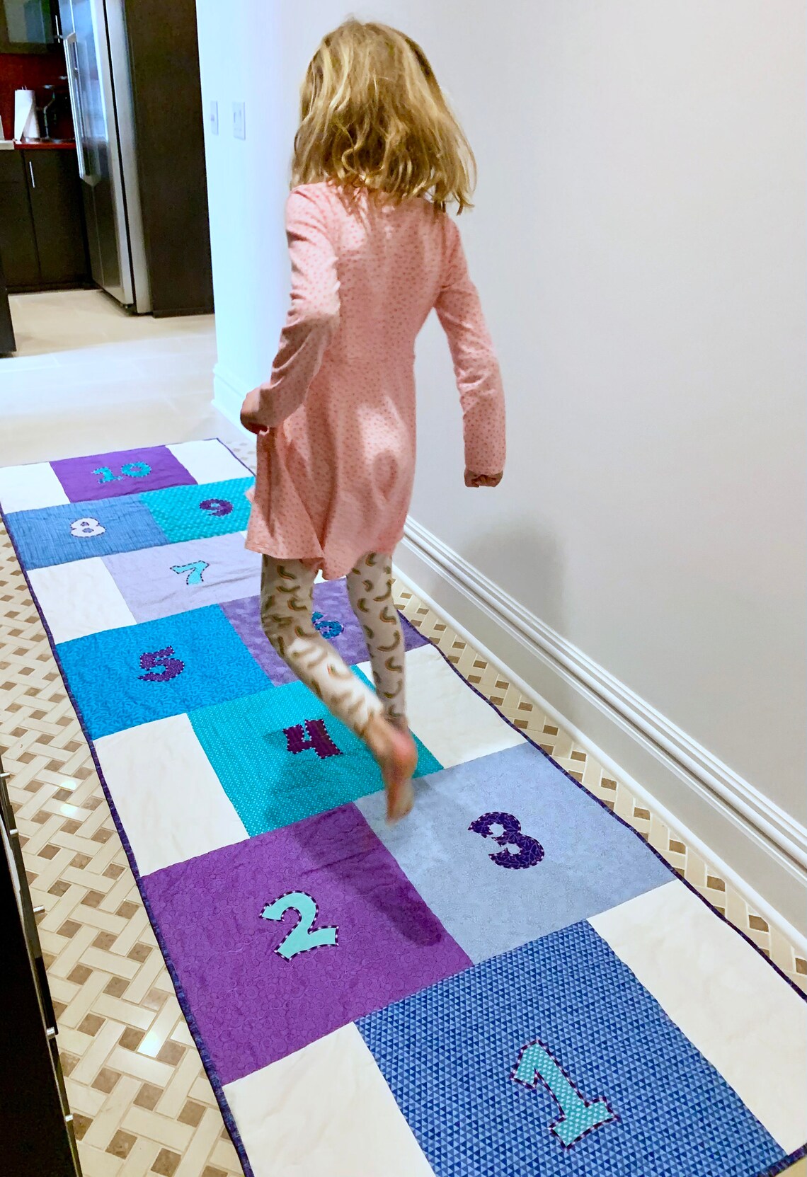 Children’s Hop Scotch Playmat - Purple/blue/green Hopscotch Quilt - Hop ...