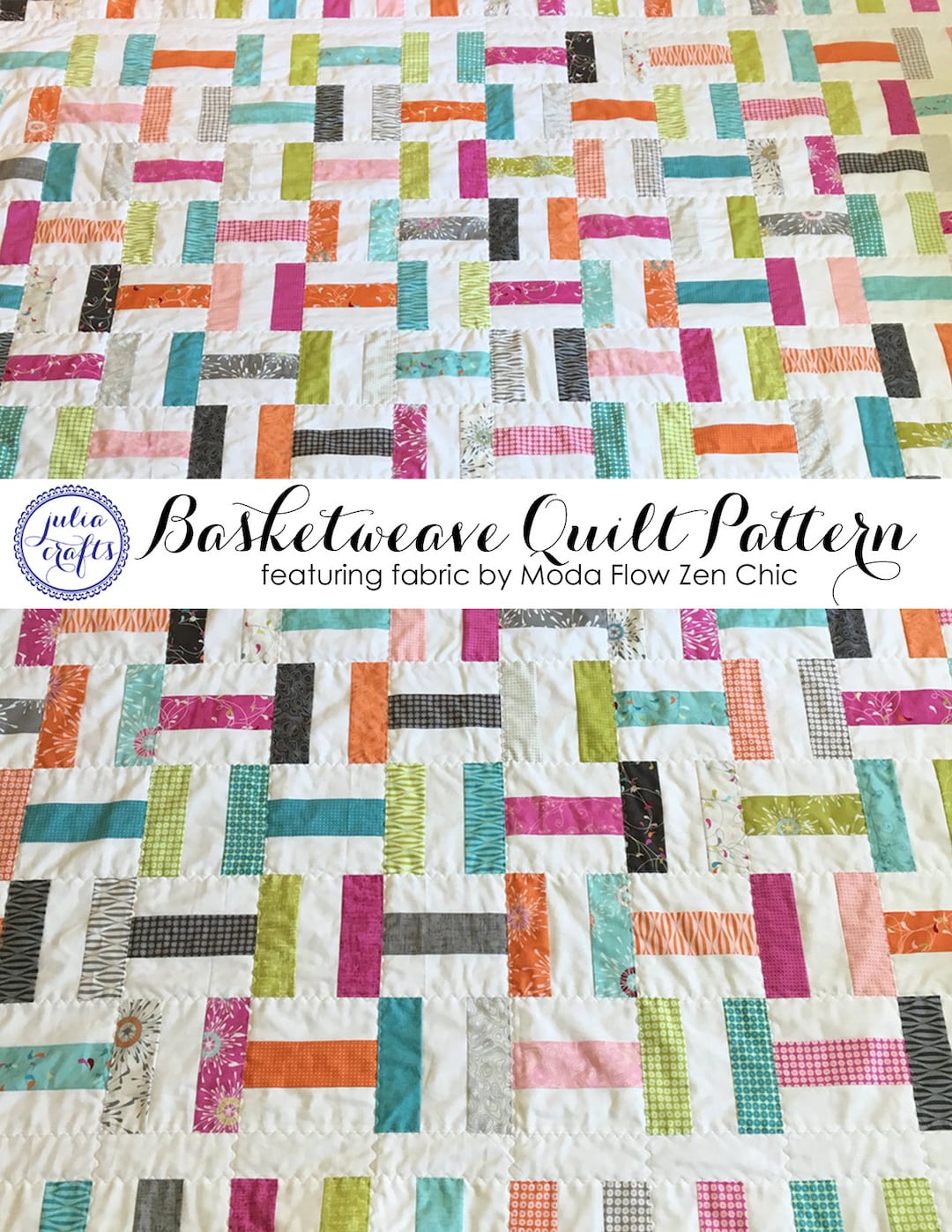 PDF Basketweave Quilt Pattern Tutorial - Featuring Fabric by Moda Flow ...