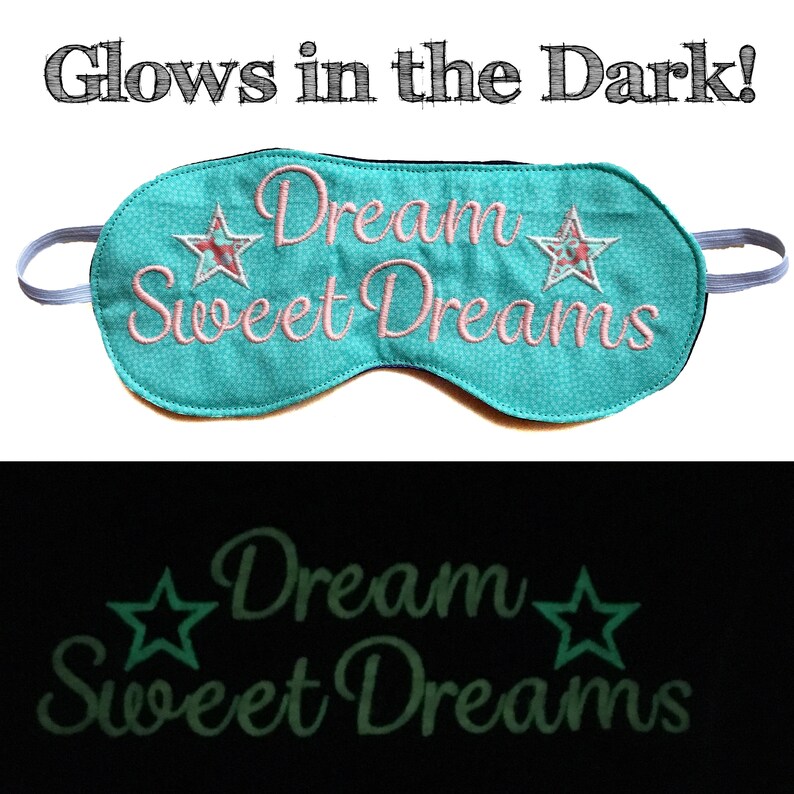 Glow in the Dark Kids Girls Womens Sleep Mask dream Sweet Dreams ...