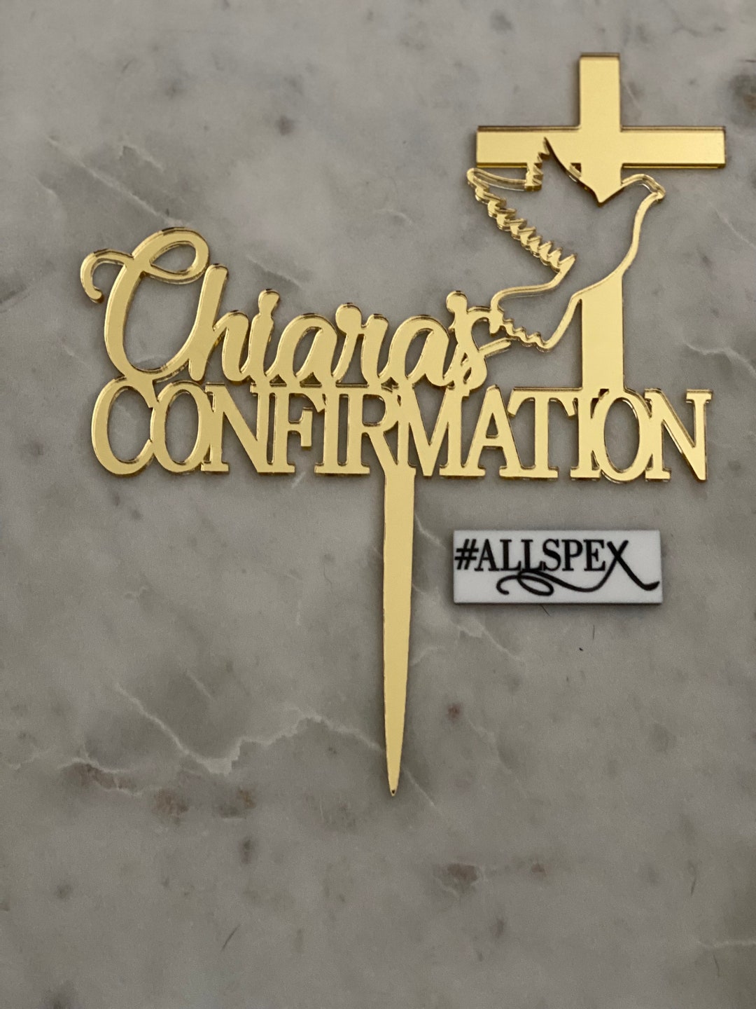 Personalised Confirmation Cake Topper With a Dove on a Cross - Etsy