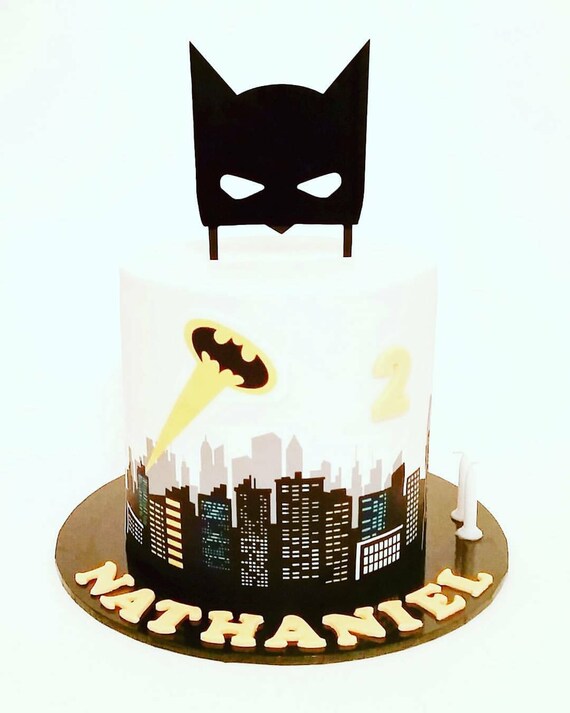 Batman Mask Cake Topper in Black Acrylic | Etsy