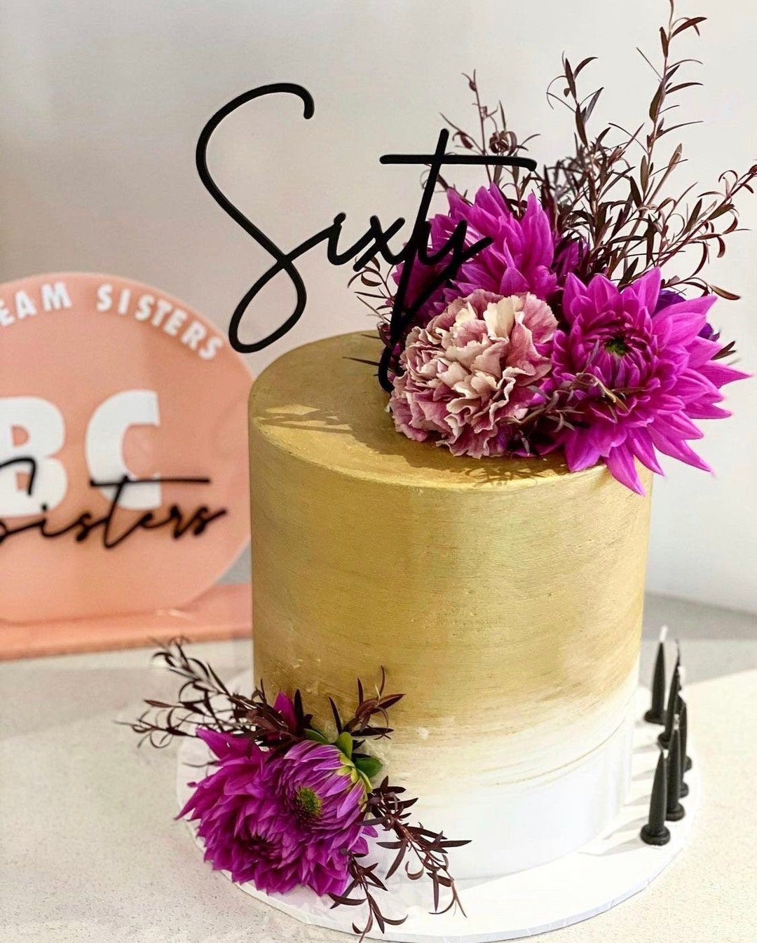 60th Birthday Cake Topper Reads: Sixty Available in Acrylic or Timber ...